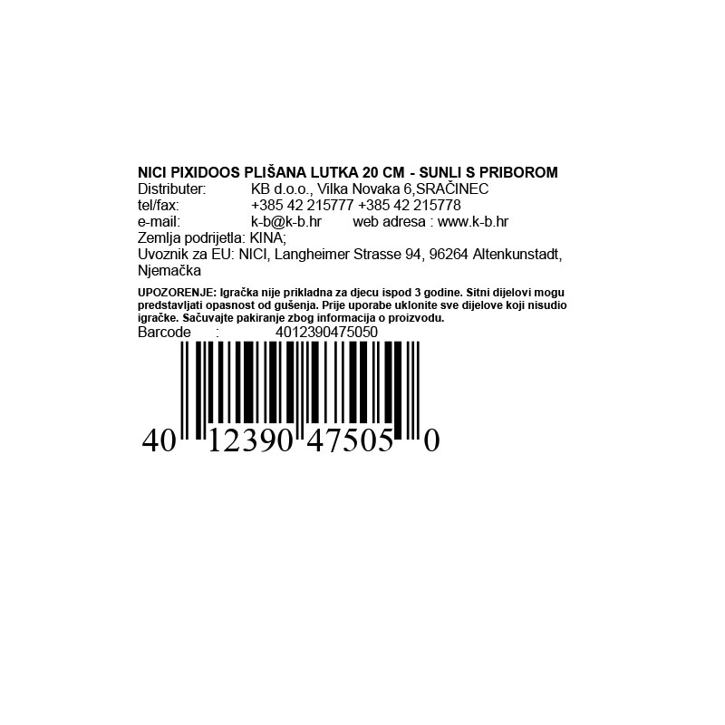 Nici pixidoos plišana lutka Sunli s priborom