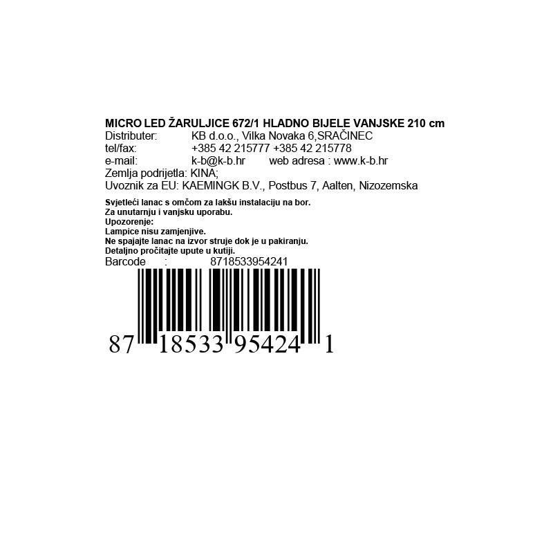 Micro led lampice 672/1 - hladno bijele vanjske 210 cm