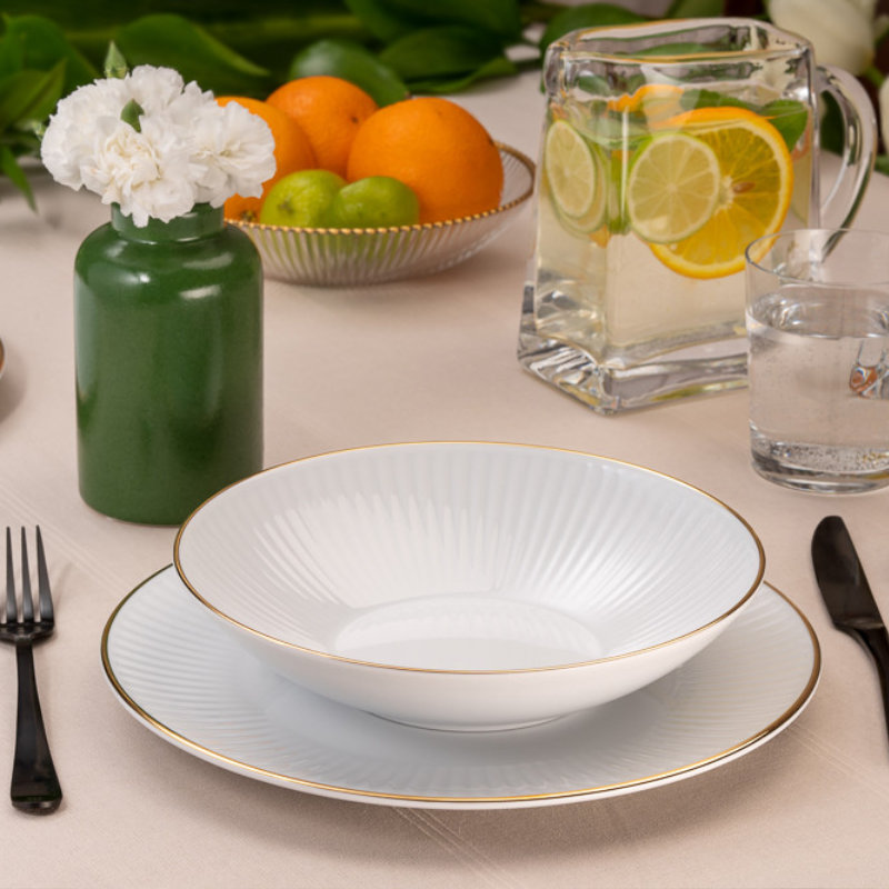Servis za jelo porculan 18 dijelni - Dalia zlatni rub
