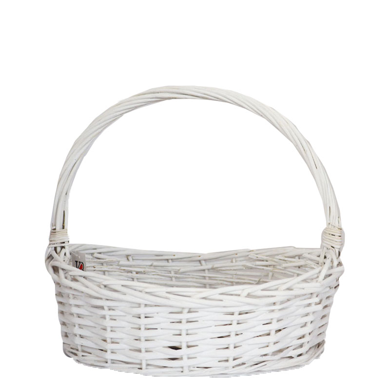 Pletena ukrasna košara s drškom bijela 35 cm