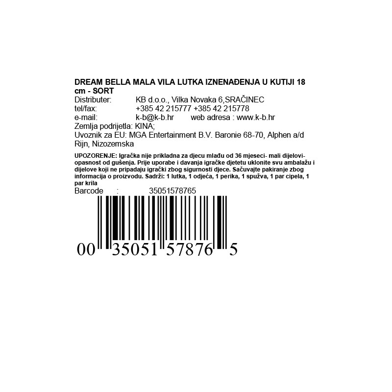 Dream bella mala vila lutka iznenađenja u kutiji