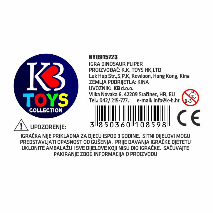 Fliper igra dinosaur -14x2,5x22 cm