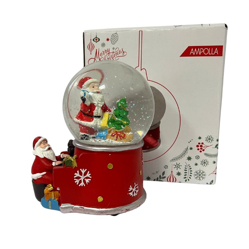 Snježna kugla s božićnjakom glazbena 10 cm