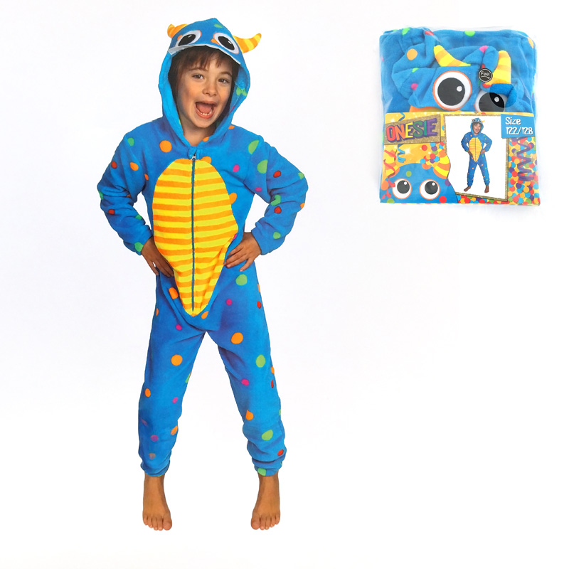 Kostim plišani kombinezon s kapuljačom - monster plavi