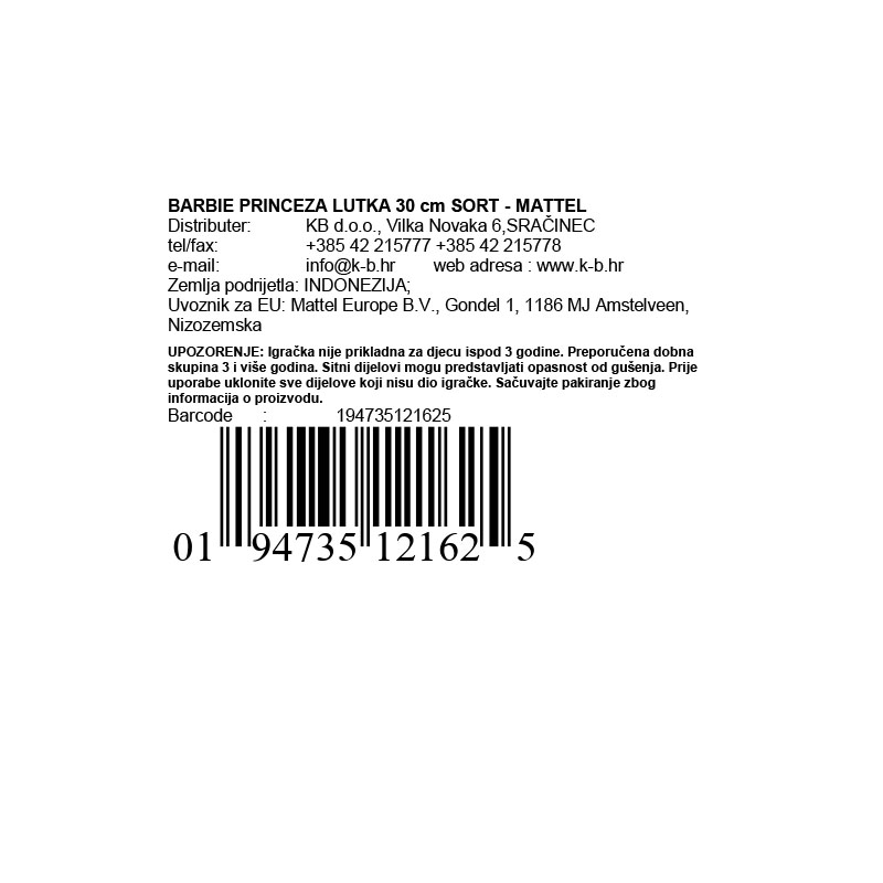 Barbie princeza lutka sort - Mattel