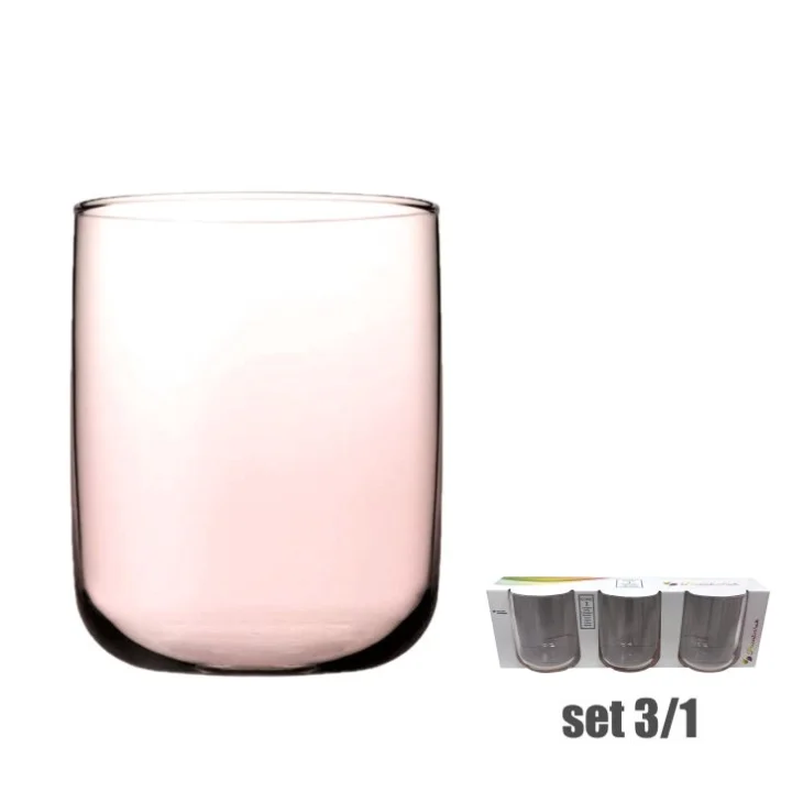 Čaše staklene Iconic - roze set 3/1 280 ml