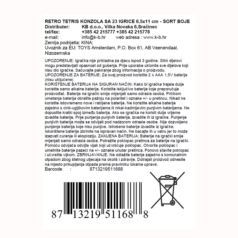 Retro tetris konzola sa 23 igrice