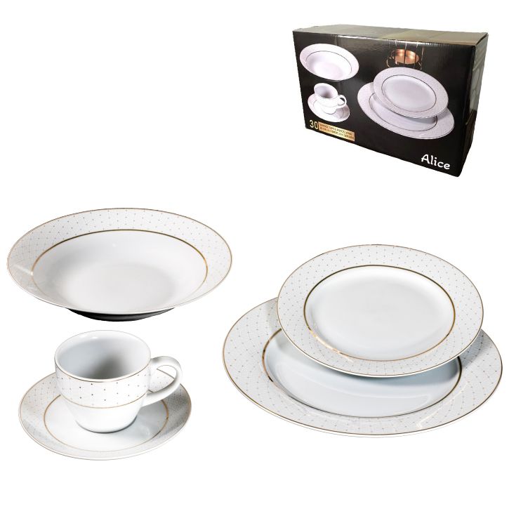 Porculanski servis za 6 osoba – Alice 30/1 sa zlatnim rubom