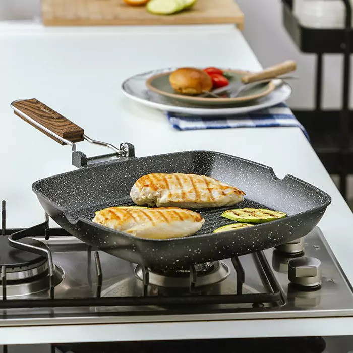 Grill tava Nature 28 cm s drvenom preklopnom drškom